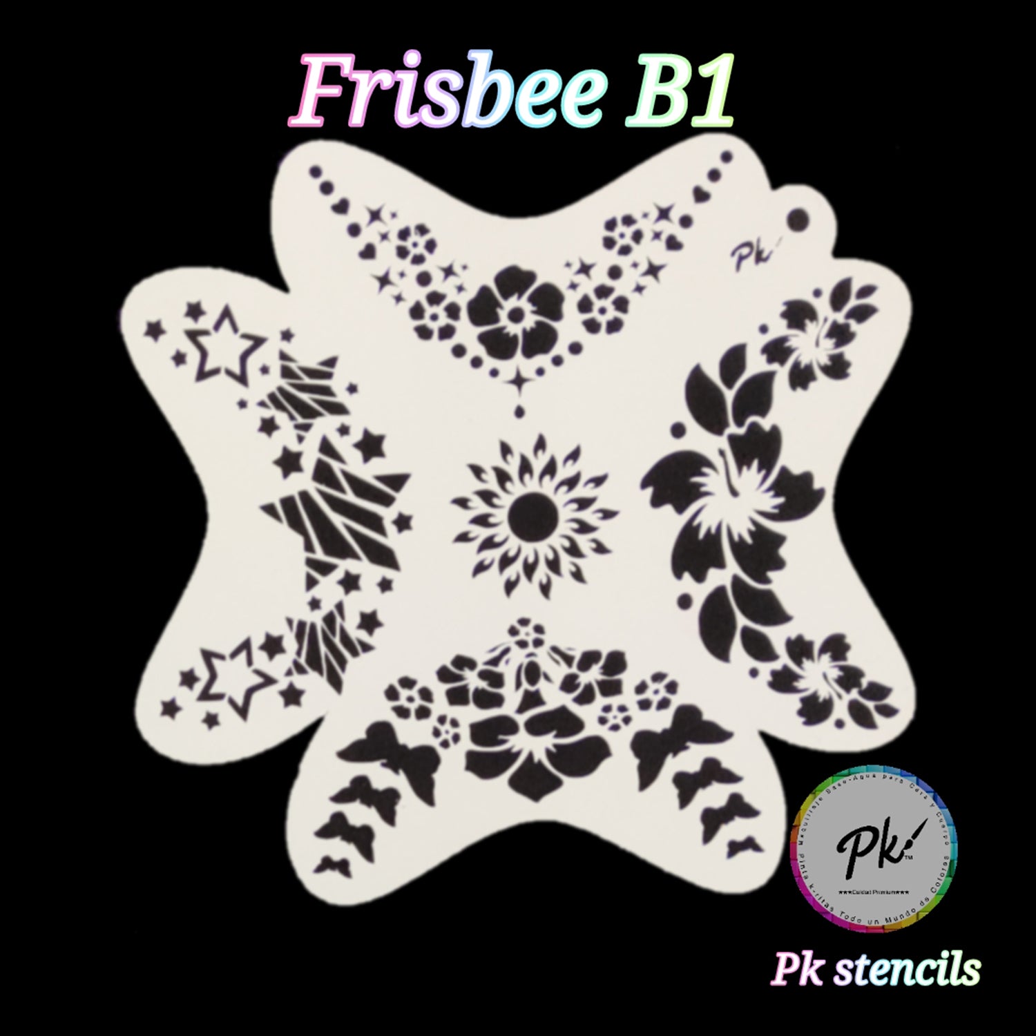 PK Frisbee Stencils - B1 - Floral Crown | ClownAntics.com