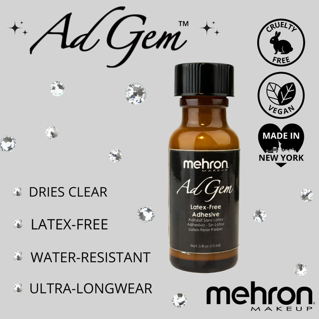 Mehron AdGem Adhesive (0.5 oz): ClownAntics.com