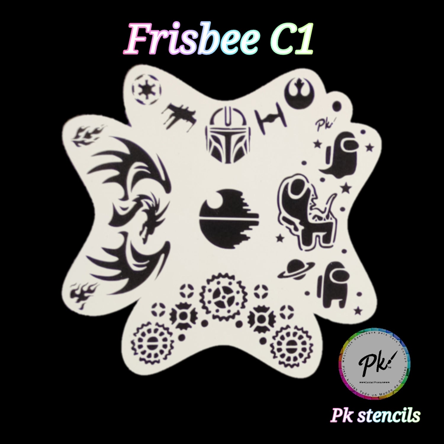PK Frisbee Stencils - C1 -Amongus | ClownAntics.com