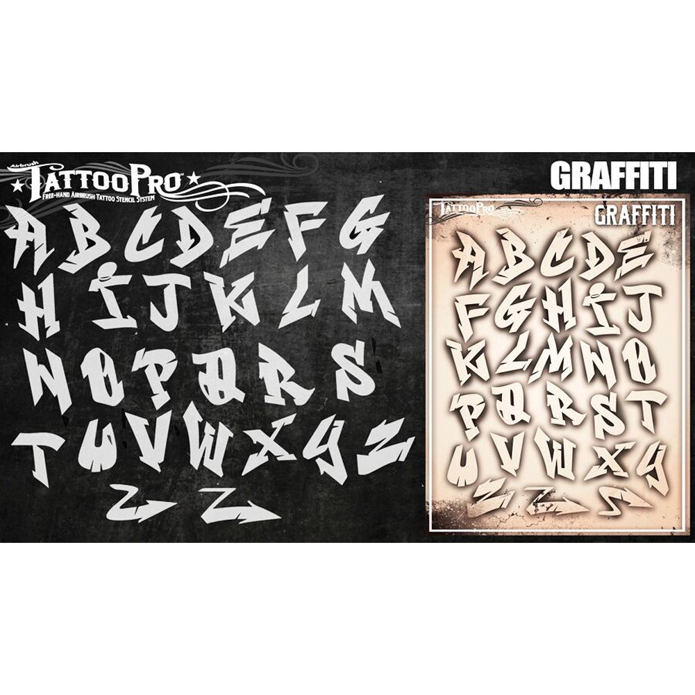 Tattoo Pro Stencils - Graffiti Letters Set: ClownAntics.com